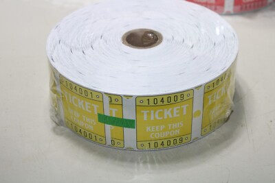 Yellow Raffle Tickets Double Roll 2000 Tickets Consecutively Numbered ...