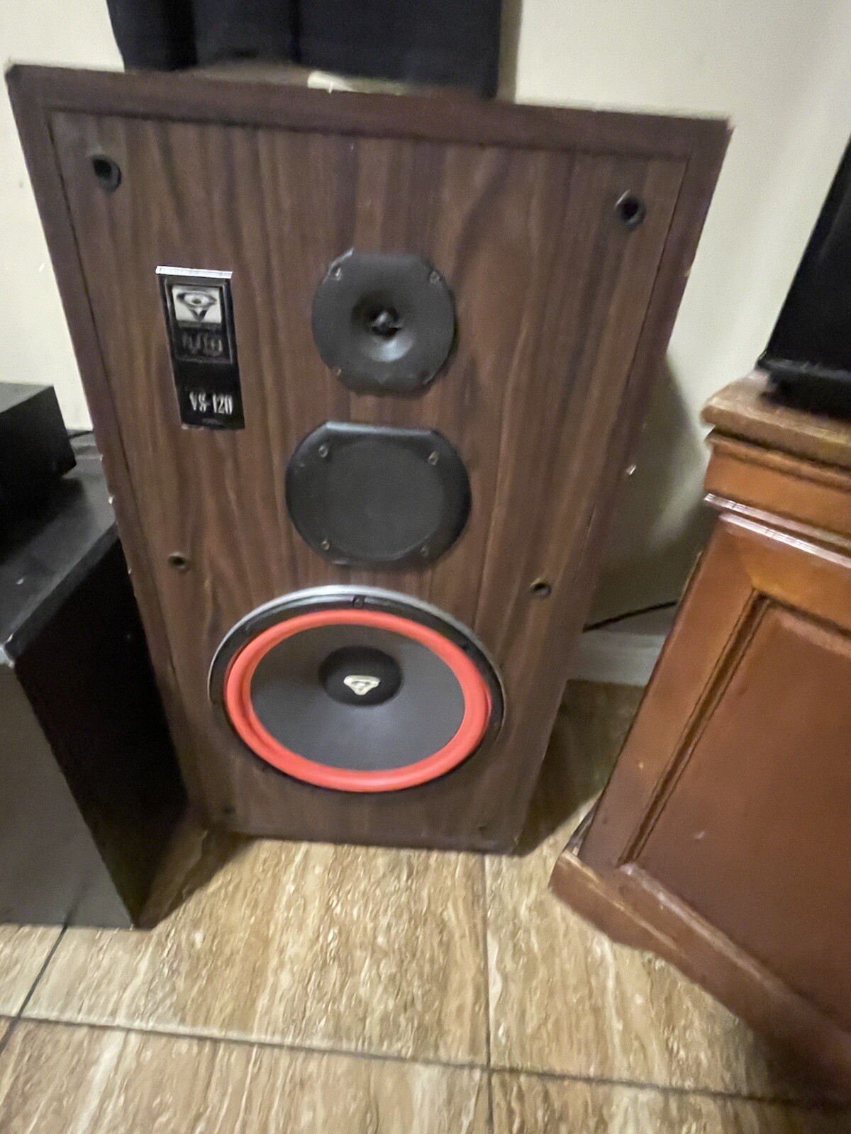 Vintage Pair of Cerwin-Vega VS120 Speakers Brown Cabinet With Grills ...