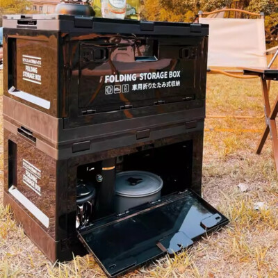 Large Stackable Folding Storage Box Baskets for Camping Caravan Picnic ...