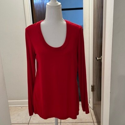 Soma red scoop neck long sleeve pajama top size sm | eBay