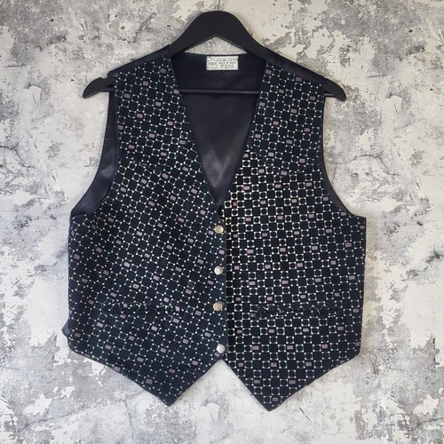 Leather Hyde Pattern Vest Mwna Black 40" Square Pink Single Breasted | eBay