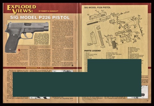 1998 SIG Model P226 Pistol Schematic Parts List Disasssembly Assembly ...