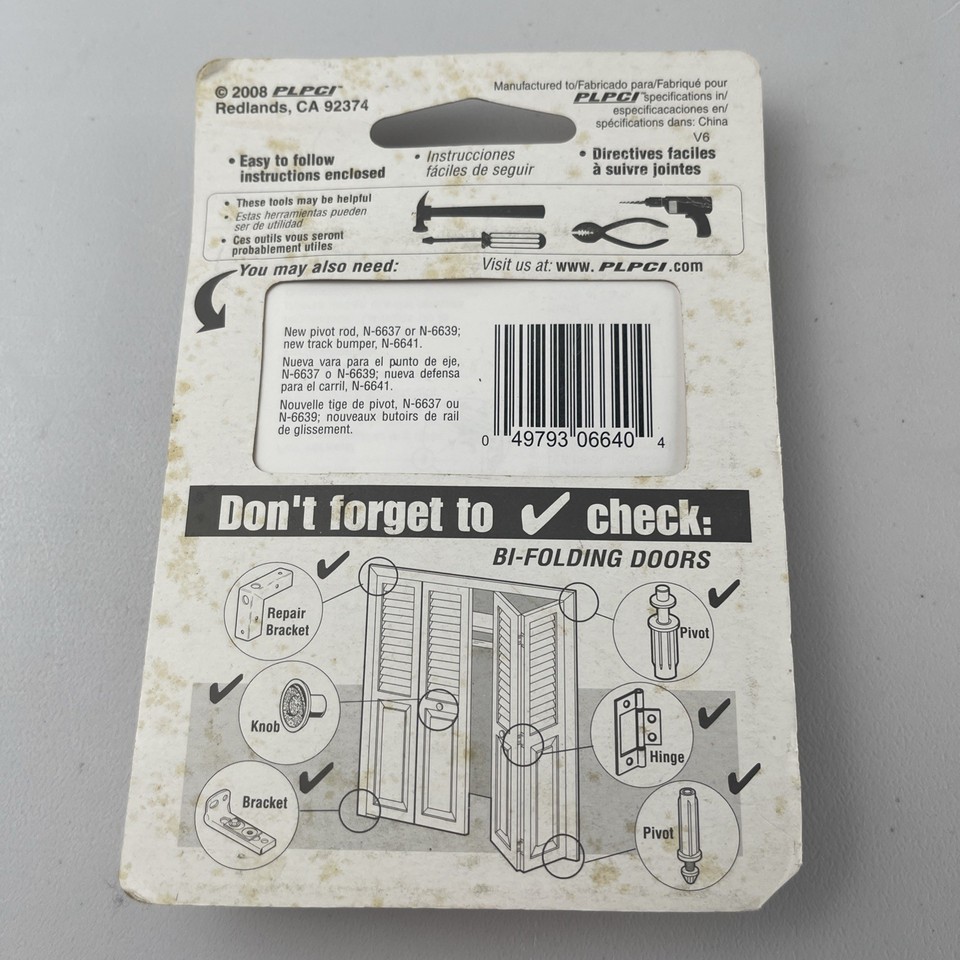 Bi-Folding Door Pivot Socket for 3/8" wide track Vintage PLPCI N-6640 ...