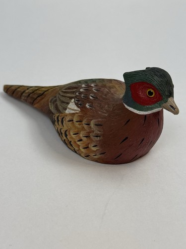 Ring Necked Pheasant Hand Painted Resin Figurine Decoy Signed Vintage ...