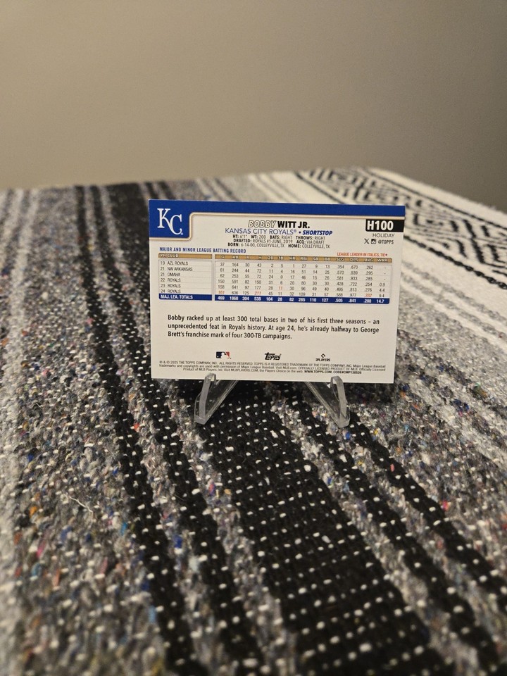 2025 TOPPS HOLIDAY LIGHT BLUE & WHITE GLITTER -BOBBY WITT JR - ROYALS ...