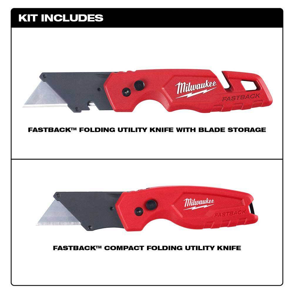 Milwaukee 48-22-1503 FASTBACK Folding Tool Free Utility Knife Set - 2 ...