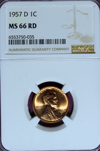 1957 - D NGC MS66RD LINCOLN CENT!! #B47721 | eBay