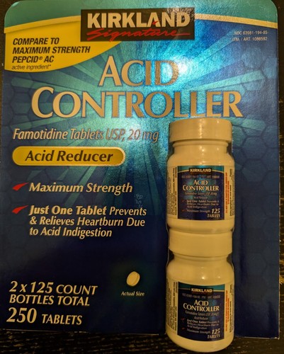 Kirkland Maximum Strength Acid Controller Famotidine20mg125 Tablets x 2 ...