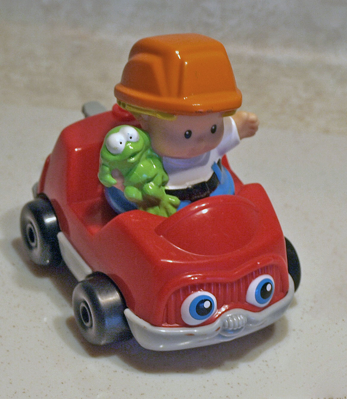 Fisher Price Little People Red Gray Car W Eyes & Hitch With Zoo Worker ...