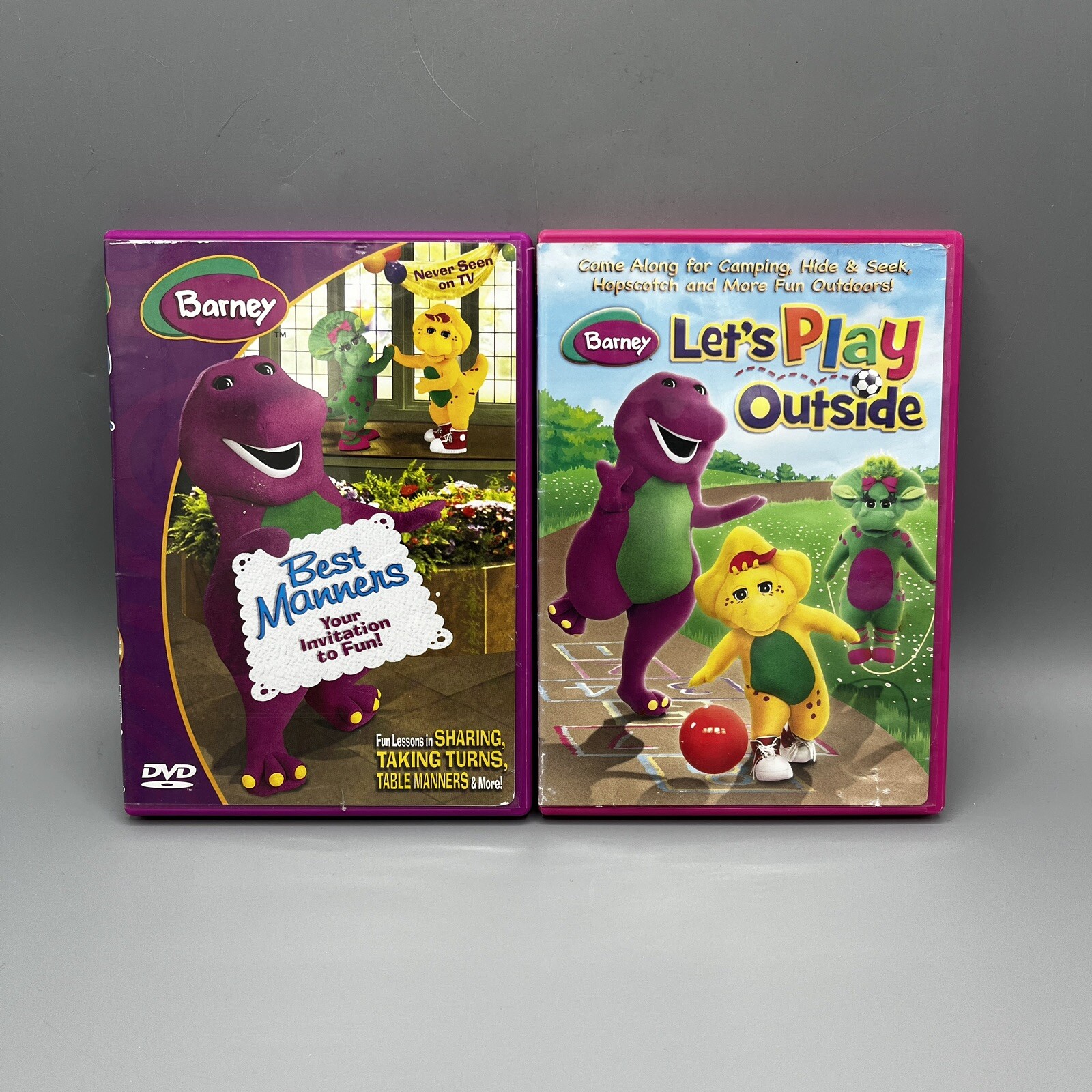 Lot of 4 Barney DVDs Best Manners, Let's Play Outside, Dino Dancin ...