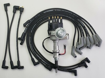 FORD 289 302 SMALL CAP HEI DISTRIBUTOR + BLACK 8.5mm SPIRAL SPARK PLUG ...