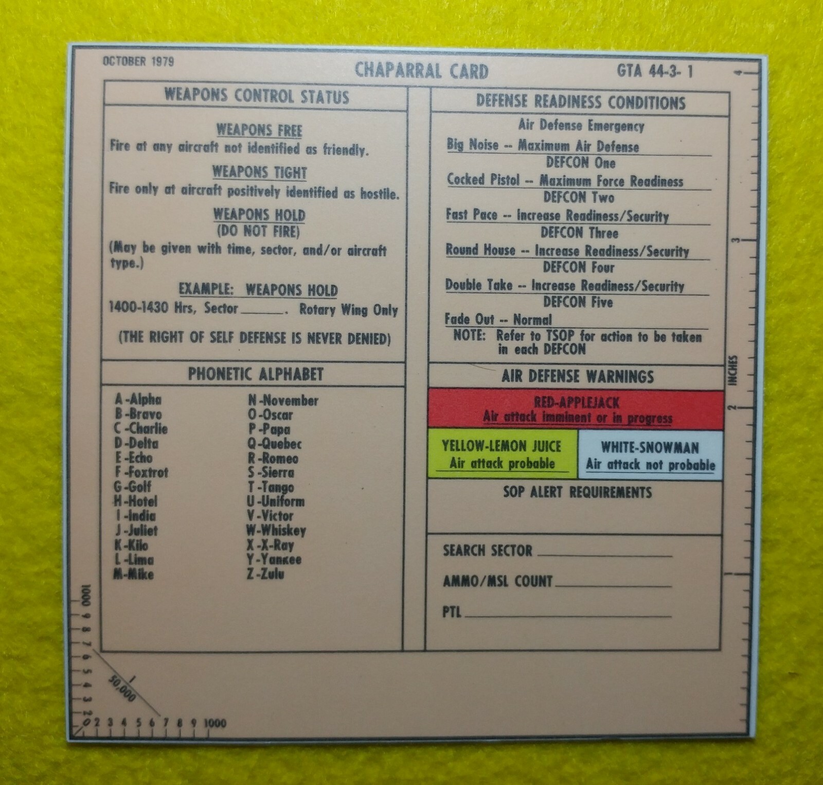 (AC): Original 1979 US Army Chaparral Card GTA 44-3-1 | eBay