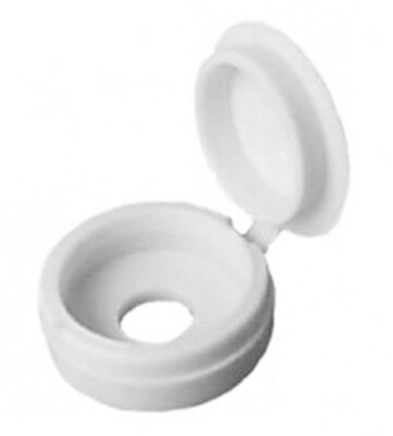 WHITE PLASTIC FOLD OVER HINGED SCREW COVER CAPS PACKS 10 TO 10,000 ...