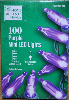 Home Accents 100 Purple Mini LED Lights on Green Wire New | eBay