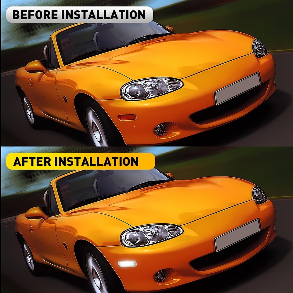 4X LED Side Marker Lights Clear Lens Front & Rear FOR MAZDA MX-5 MIATA ...