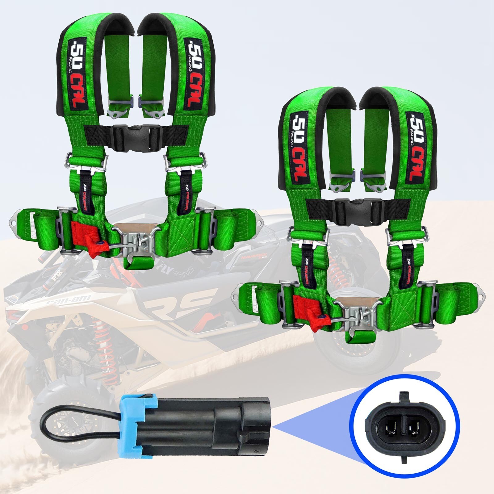 PAIR of 4 Point Safety Harnesses 2" w/Bypass Plug Fits CAN-AM Maverick ...