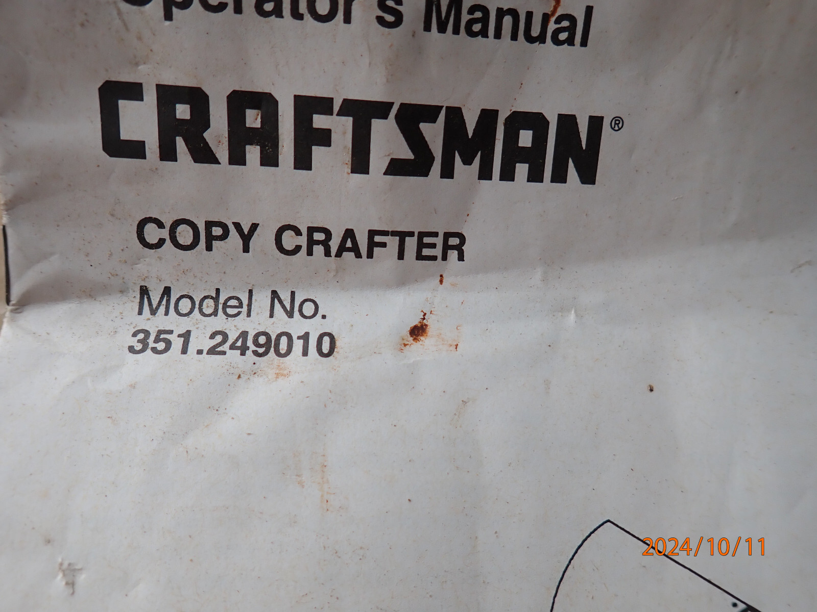 CRAFTSMAN 351.249010 WOOD LATHE COPY CRAFTER NEW OLD STOCK NO BOX | eBay