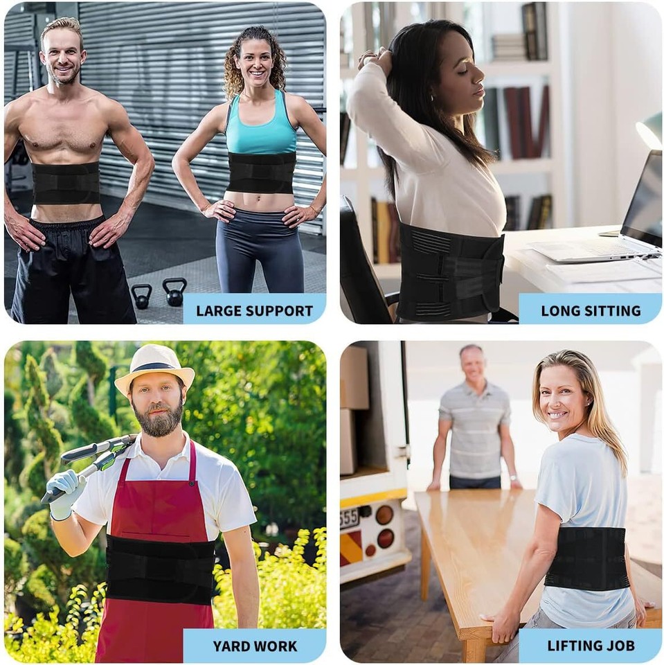 Men & Women Back Brace for Lower Back Pain Relief Lumbar Support Waist ...
