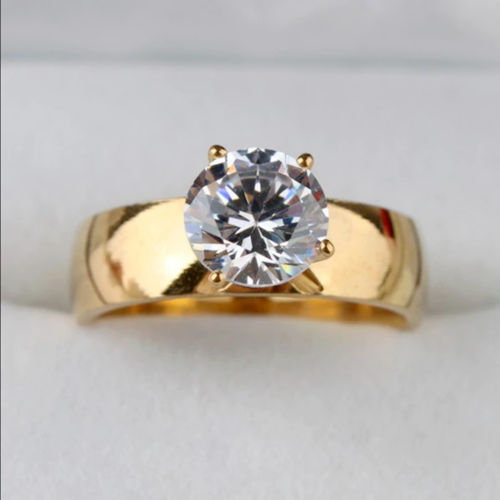 2Ct Lab Created Diamond Solitaire Men's Engagement Ring 14K Yellow Gold ...