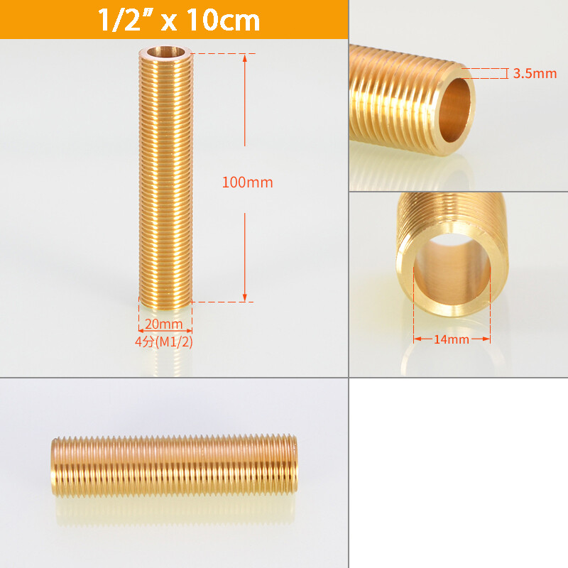 1/2" All Thread Hollow Brass Threaded Rod Tube Length 30 40 50 60 80 ...