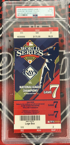 2008 World Series Game 7 Phantom Phillies Win WS In 5 Games Full Ticket ...