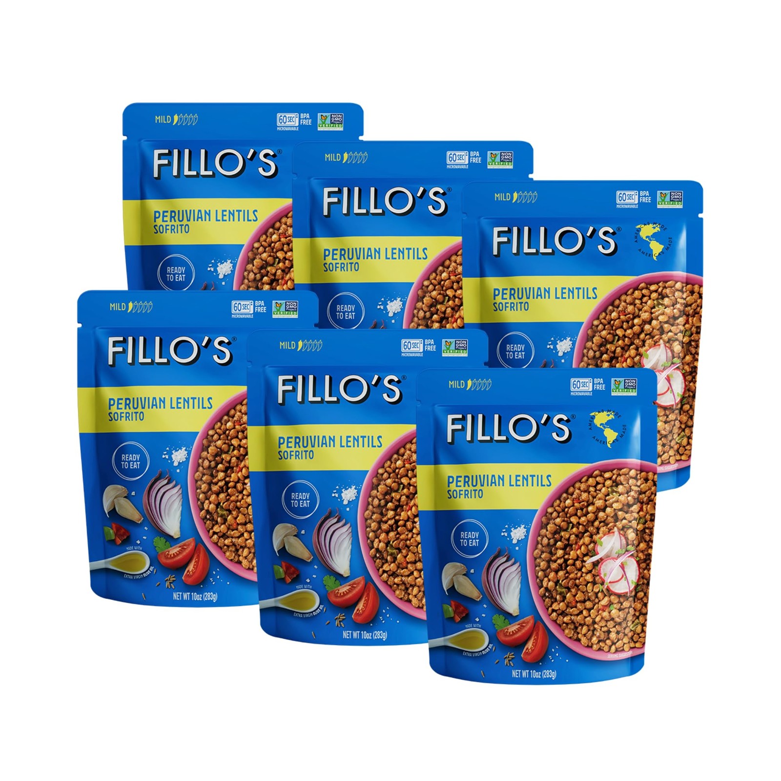 Fillo's Peruvian Lentils - Ready to Eat Lentils, 10 Ounce (Pack of 6 ...
