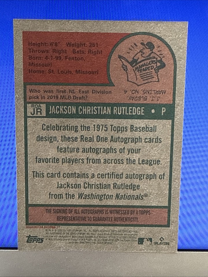 2024 Topps Heritage High Number Real One Auto Jason Rutledge RC Marlins ...