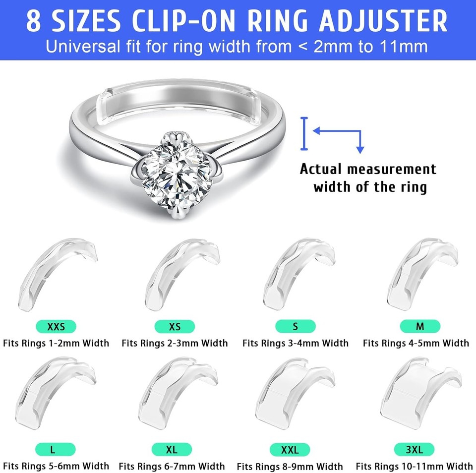 Eiito Ring Sizers & Guards for Loose Rings - Clip-Type 8 PCS + 6 PACK ...