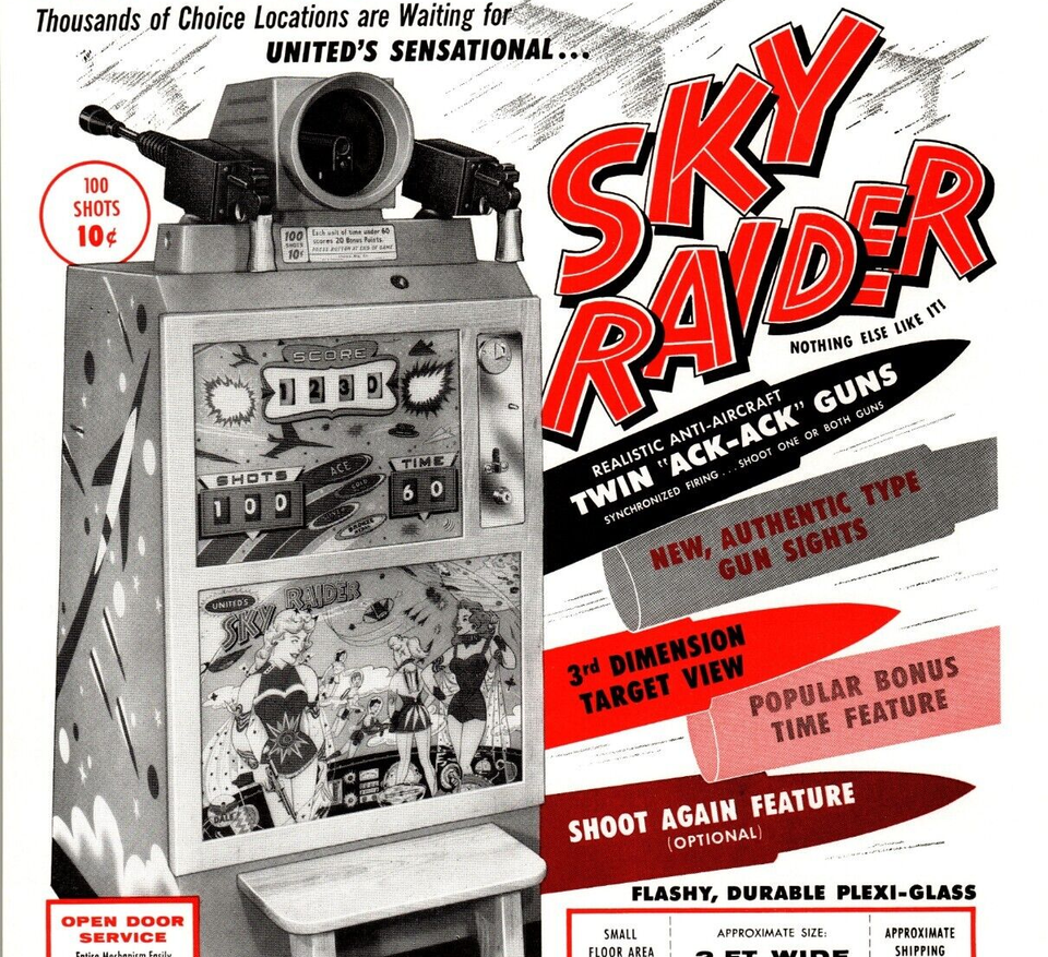 Sky Raider Arcade Game FLYER Original 1958 Retro Future Women Sci-Fi ...