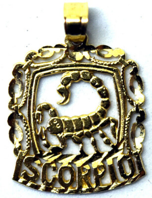 14K Solid Yellow Gold Zodiac Scorpio Pendant 20mmX17.5mm | eBay
