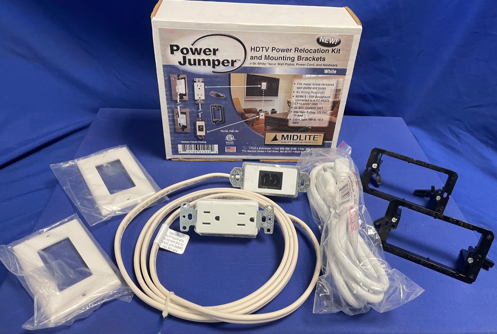 MIDLITE PJW-7R2 HDTV Power Relocation In-Wall Kit-White-Prewired-NO ...