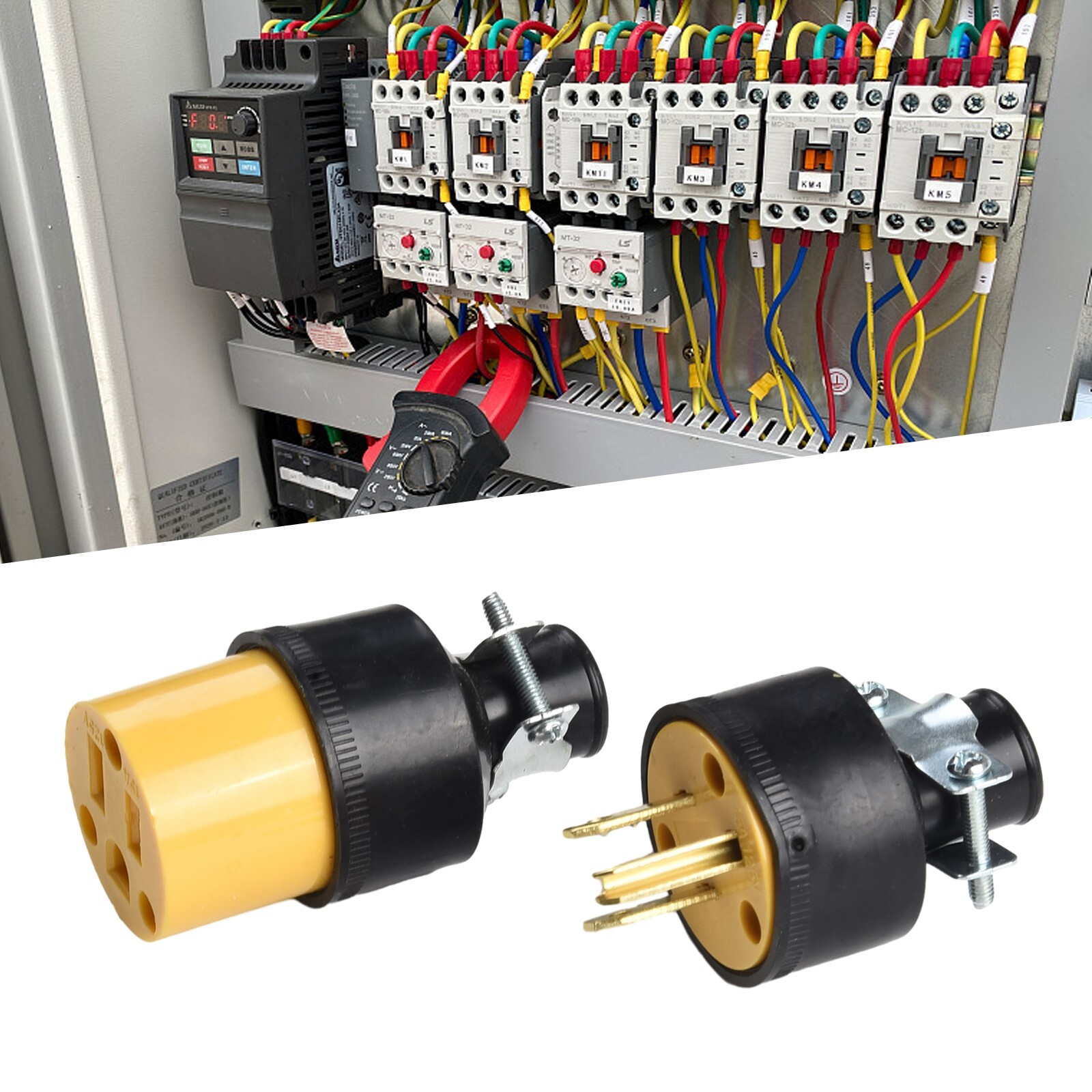 1 Set Male & Female Replacement Electrical Plug Ends 3 Prong Extension ...