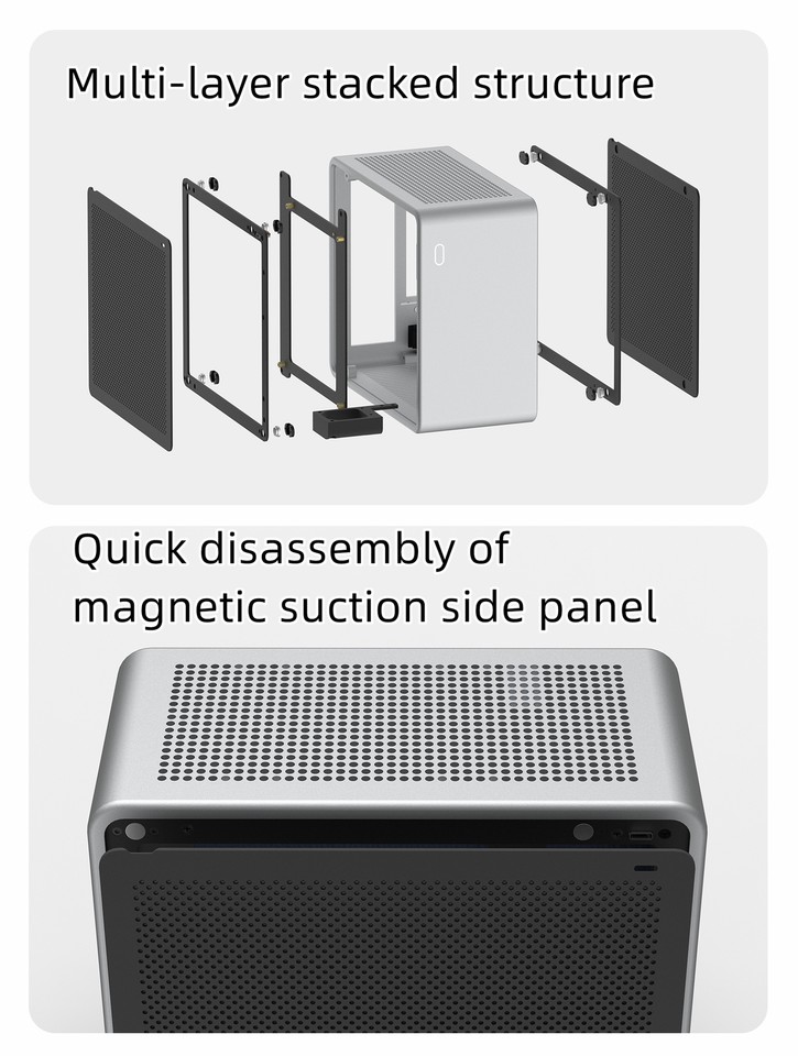 COOJ MQ5 ITX 5.6L PC Case 8MM Computer Mini Case Anode Surface Aluminum ...