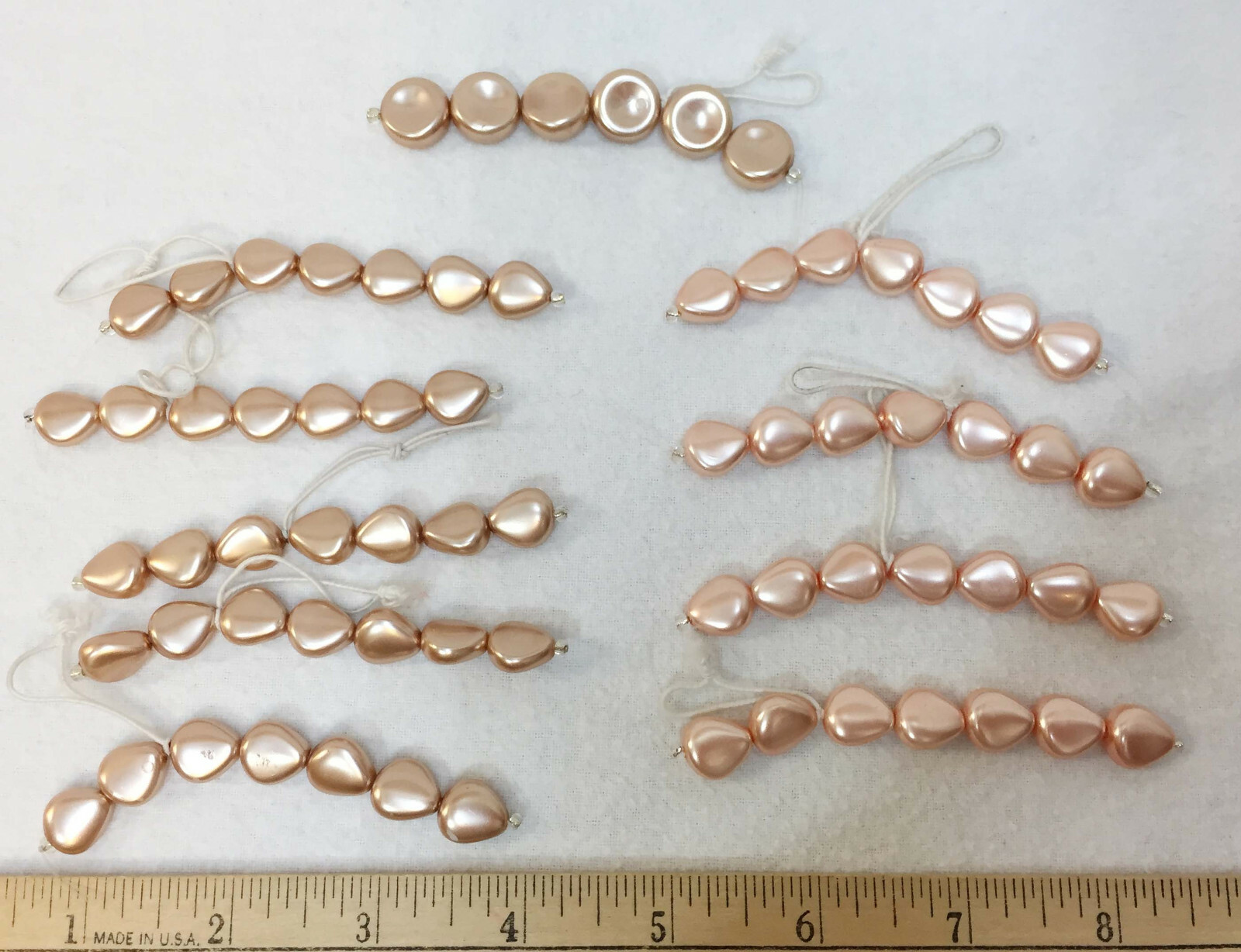 Beads Pearlized Bronze Peach Tones Heart Coin Shapes Strings Lot of 10 ...