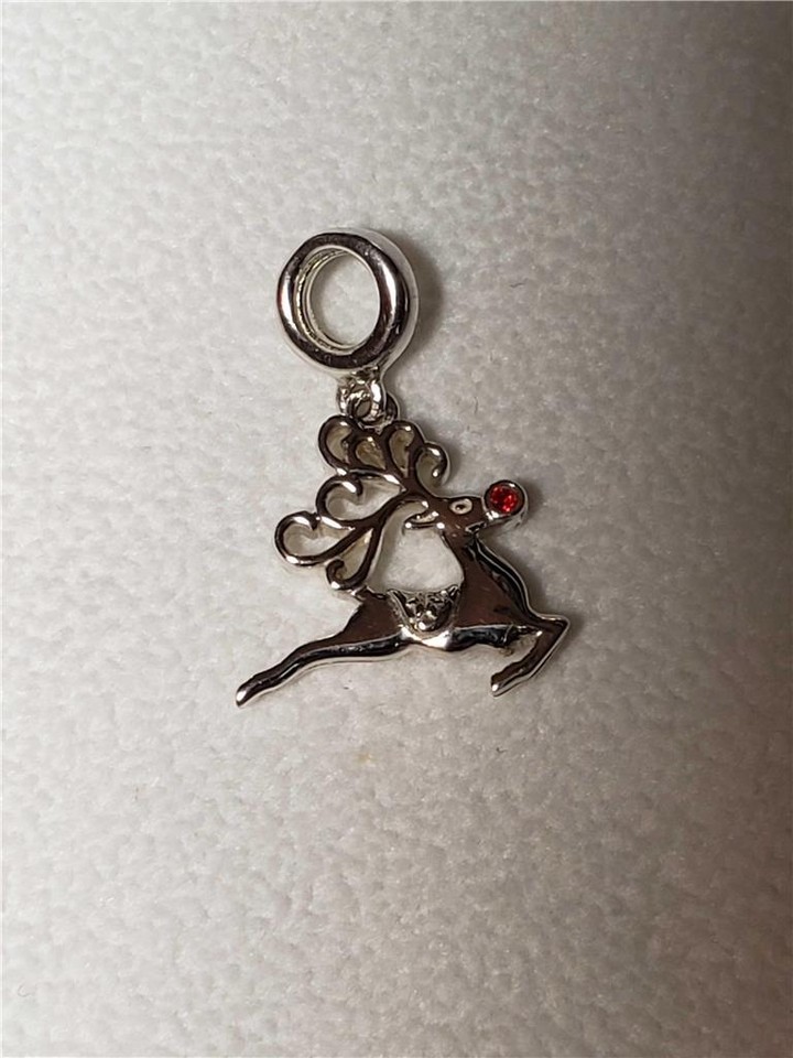 Chamilia Leaping Rudolf Reindeer Dangle Swarovski & Sterling Bead 2025 ...