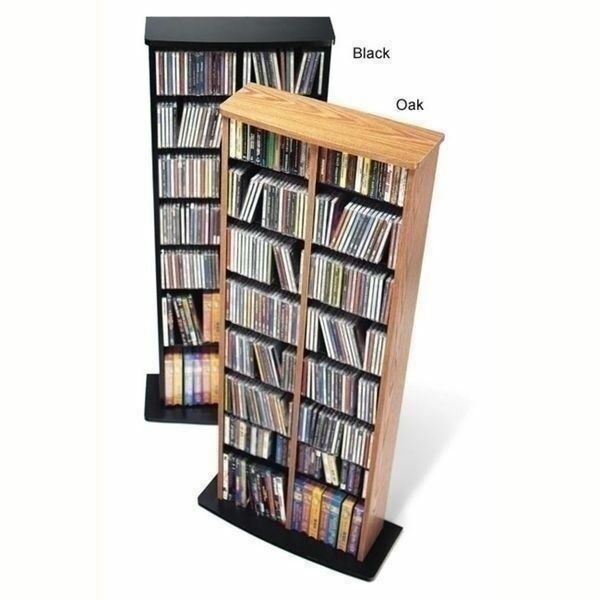 Oak Black Multimedia Storage Tower DVD Rack CD Organizer Tier Shelf ...