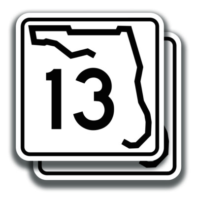 FLORIDA STATE ROAD 13 DECAL 2 Stickers Highway Sign Bogo Road Route Car ...