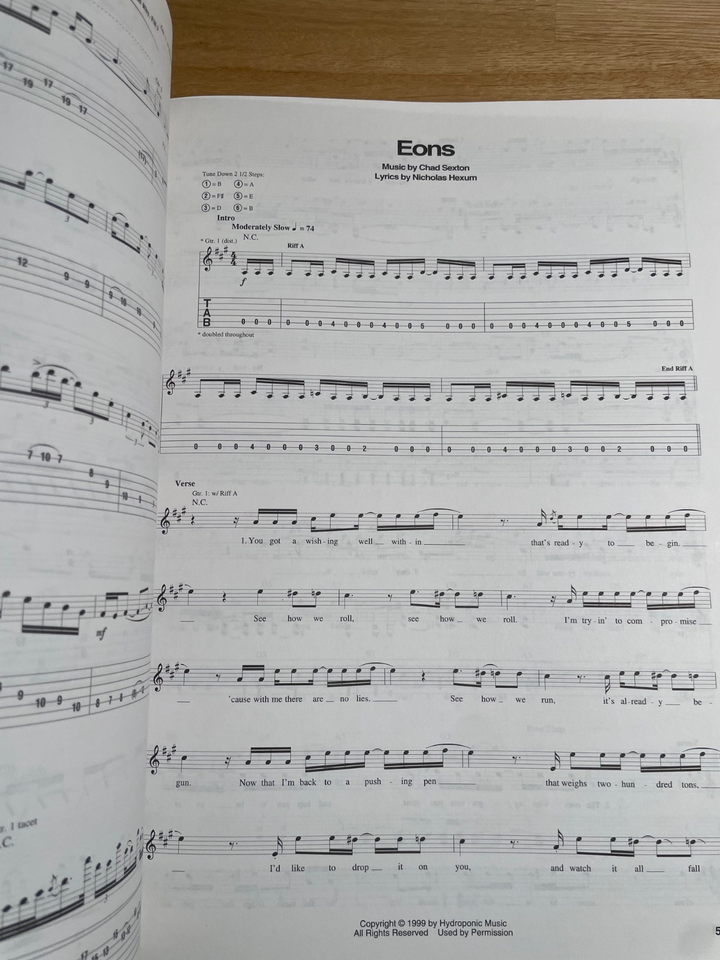 311 THREE ELEVEN NICHOLAS HEXUM ERNIE GUITAR TAB Band Score Mahoney ...