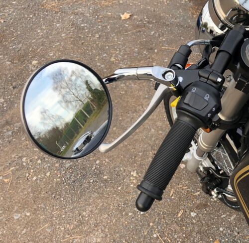 Classic Vintage Retro Cafe Racer Motorcycle Round Mirror Pair Mirrors