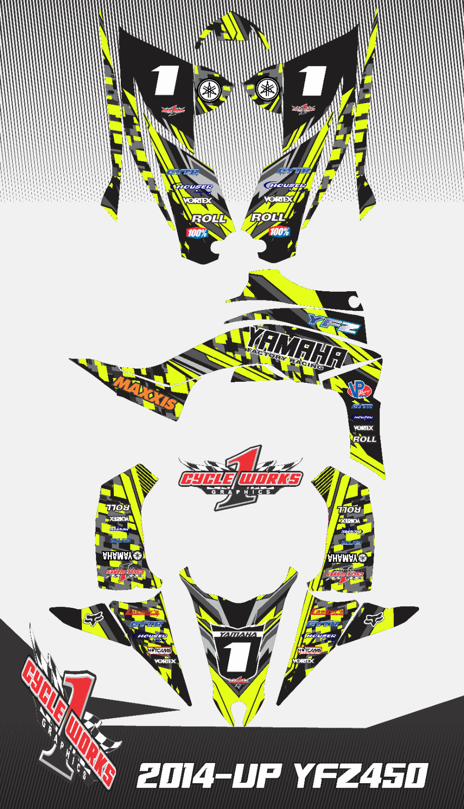 Graphics Kit Custom Printed for Yamaha YFZ450R YFZ 45R(2014-2021 ...