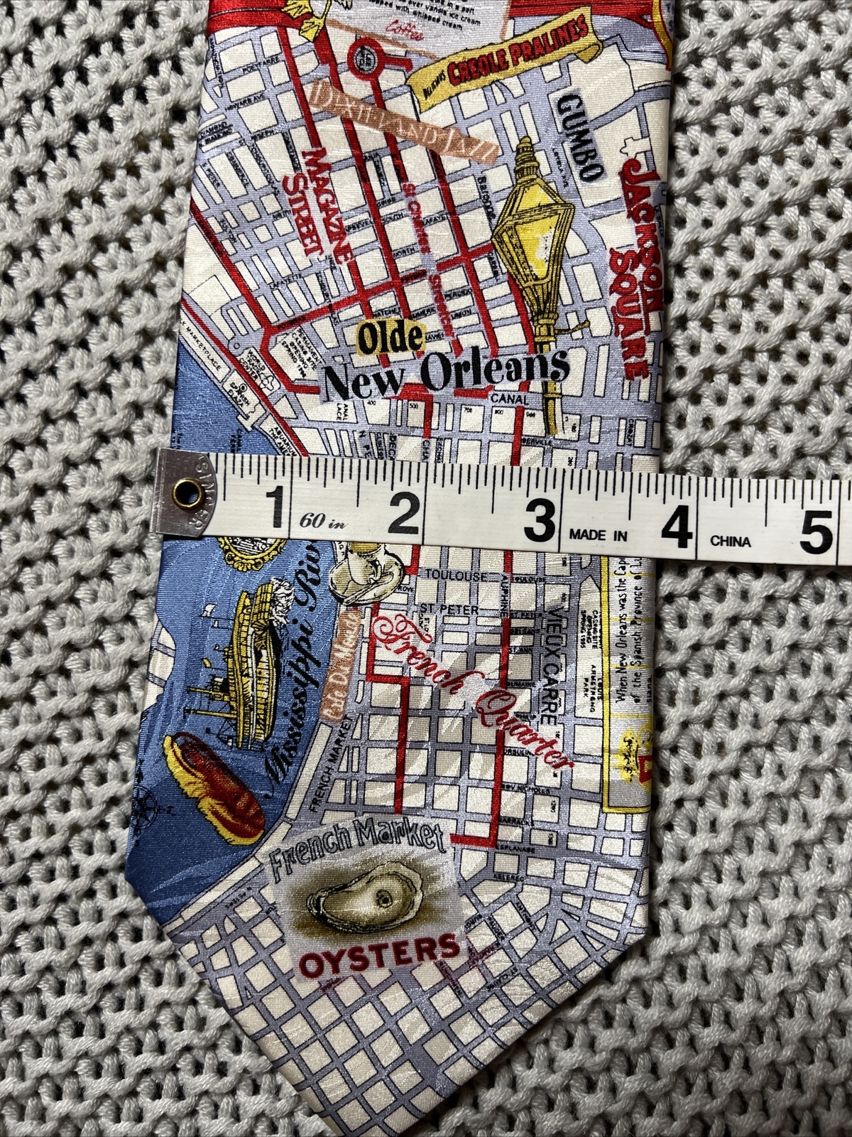 Museum Artifacts New Orleans Nola City Map Tie Silk - Gem