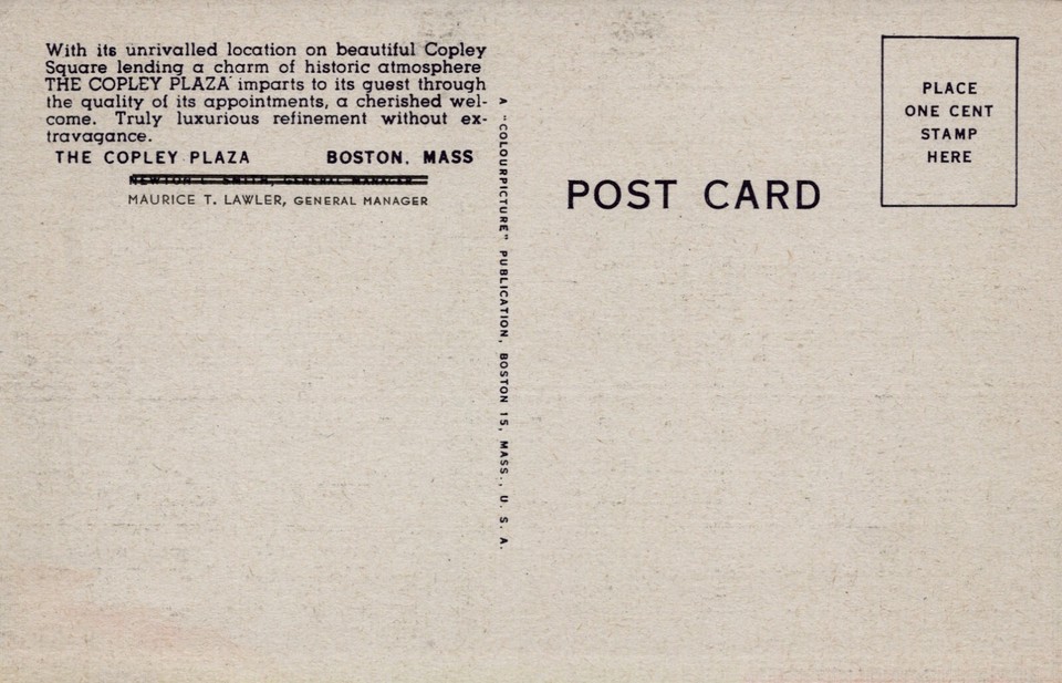 Beautiful Copley Square in Boston Massachusetts Linen Vintage Post Card ...