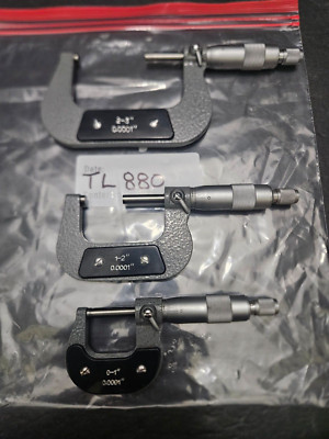 3 PC OUTSIDE MICROMETER SET 0-1", 1"-2", & 2"-3" .0001 GRADS (TL880) | eBay