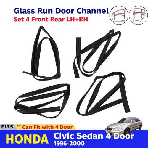 Glass Run Channel Rubber Weatherstrip Set 4 Fits Honda Civic EK 4D ...