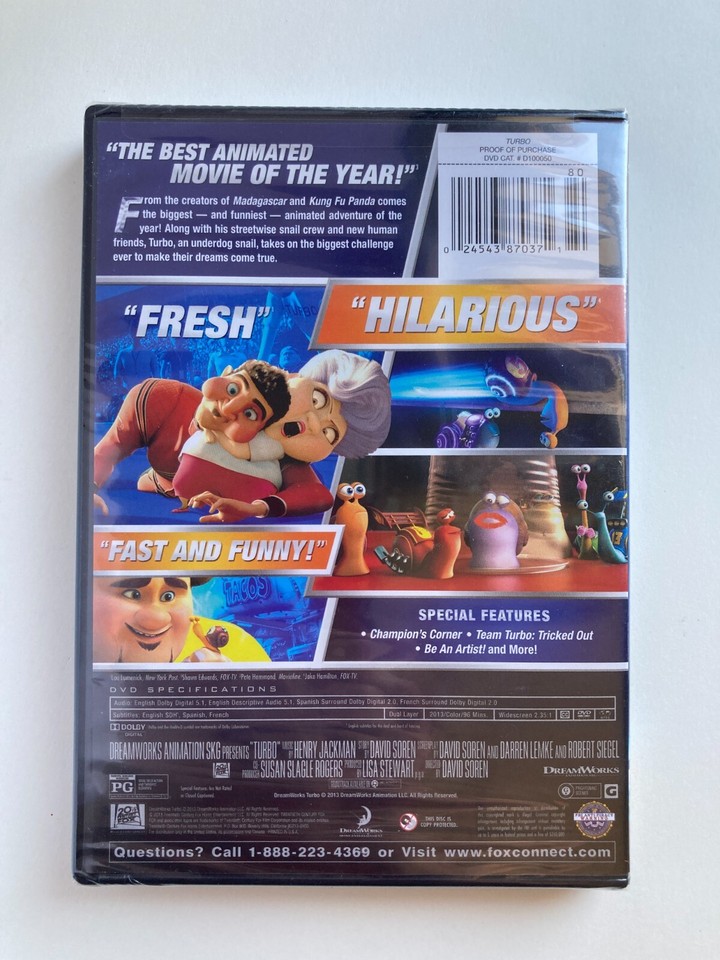 Turbo DVD Animated Feature Film FREE Shipping Sealed Brand NEW | eBay