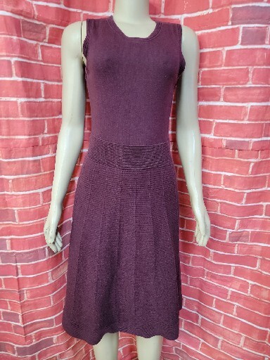 BODEN Burgundy Ellie Ribbed Knit Fit & Flare Sleevele… - Gem