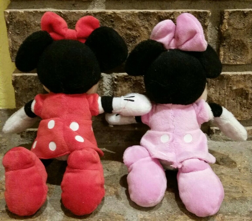 Lot of two 8" plush Minnie Mouse red pink polka dots | eBay