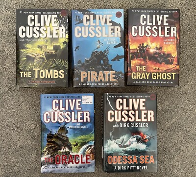 Lot of 5 Clive Cussler Fargo Dirk Pitt HC Tombs Pirate Gray Ghost ...