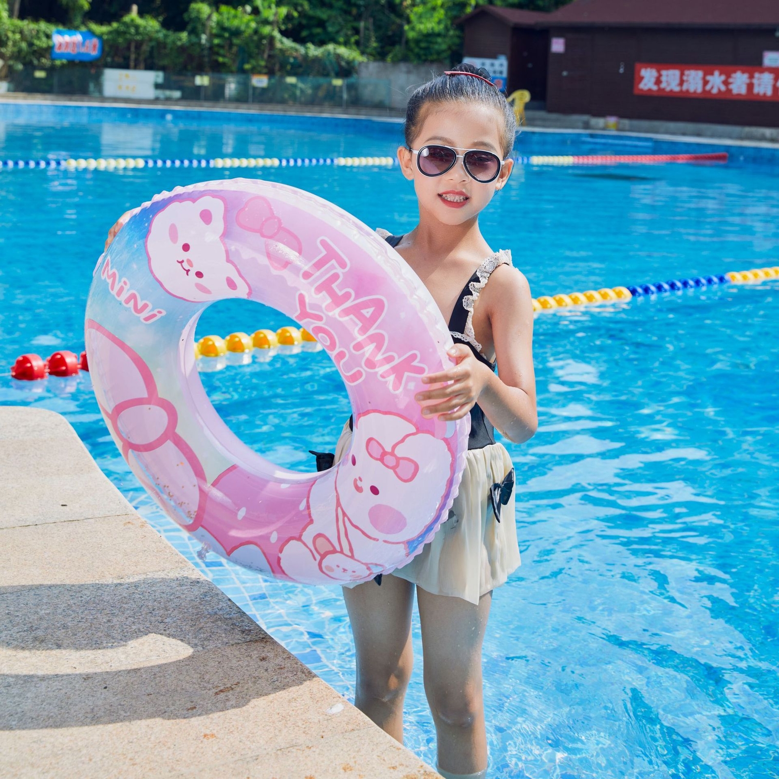 Sparkling Children's Butterfly Swimsuit Inflatable Swim Ring Pink ...