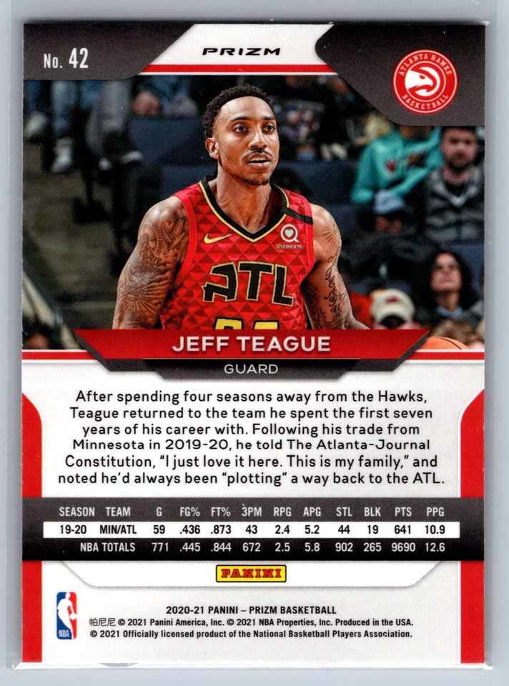 2020 Panini Prizm Red Wave Jeff Teague #42 | eBay